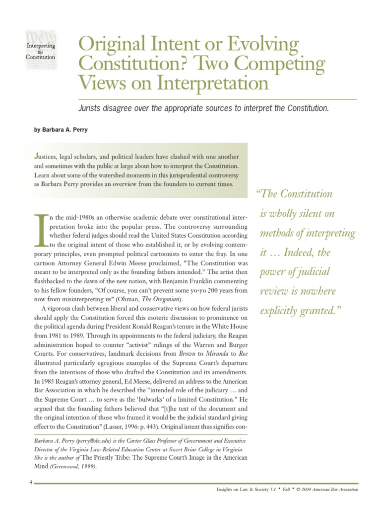 Original Intent | PDF | United States Constitution | Article Three Of ...