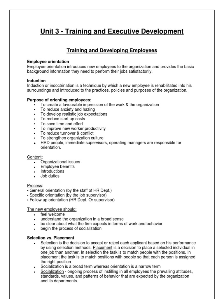 Unit 3 - Training and Executive Development | PDF | Employment | Knowledge