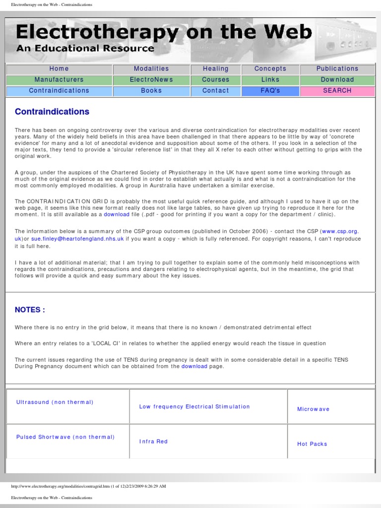 Electrotherapy Contraindications | PDF | Artificial Cardiac Pacemaker ...