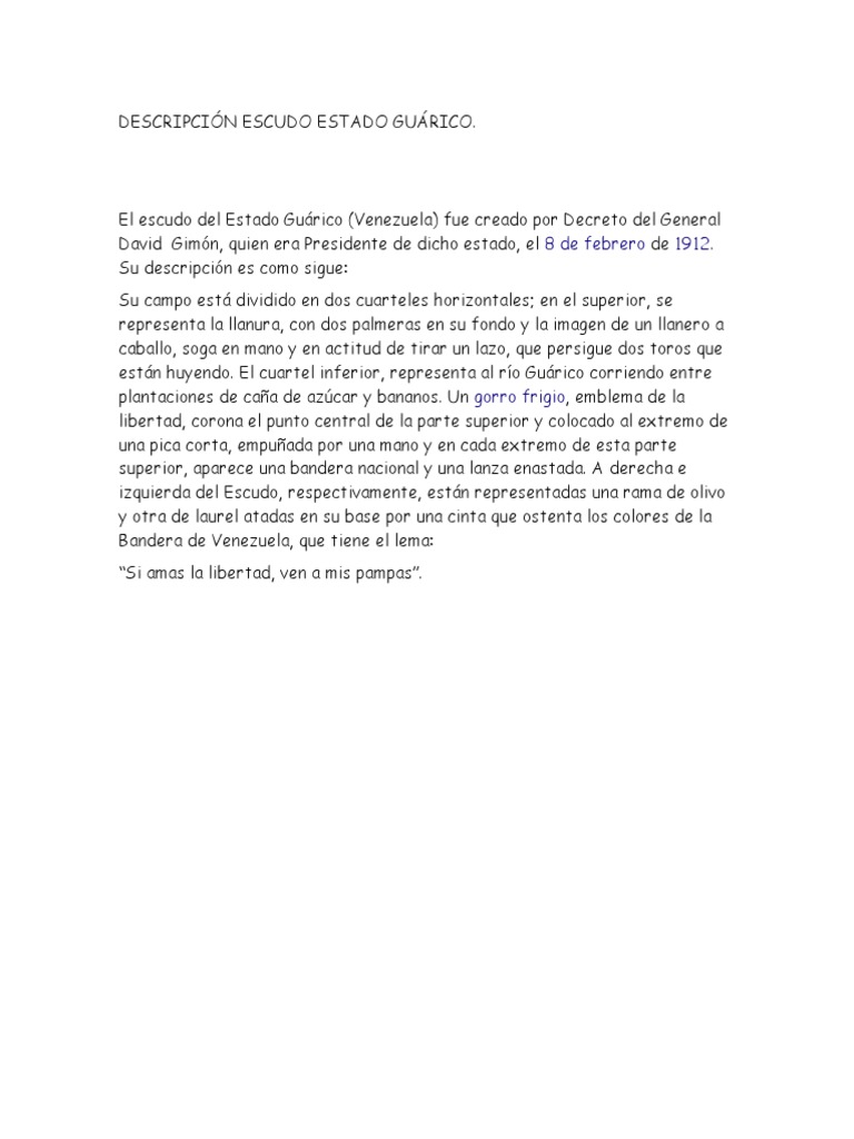 Descripcion Escudo Estado Guarico | PDF