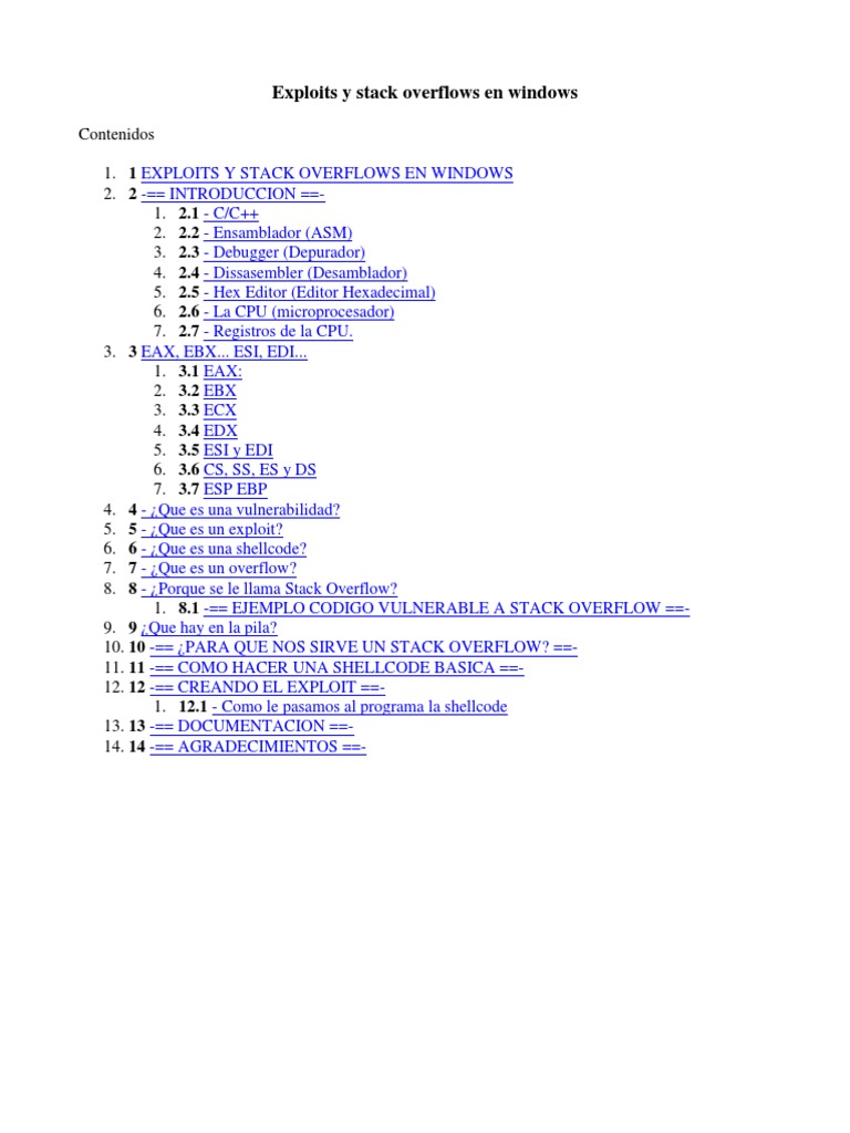 Exploits Y Stack Overflows En Windows Pdf Unidad Central De Procesamiento Lenguaje De 