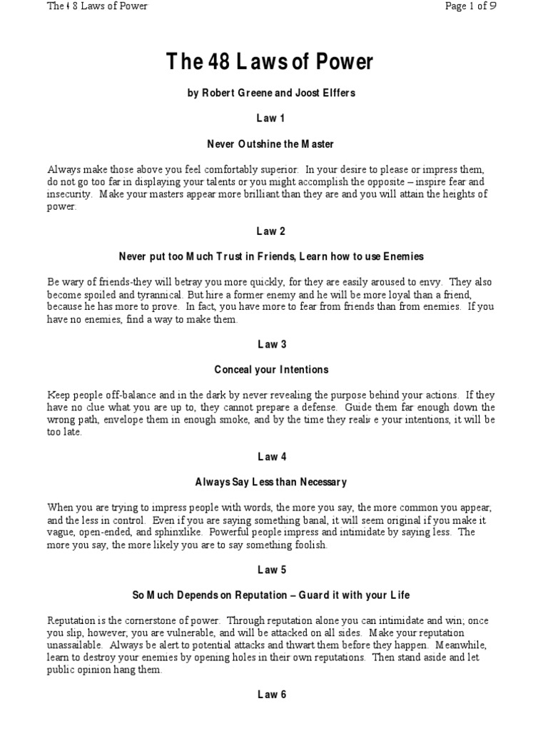 48 Laws of Power Overview | PDF