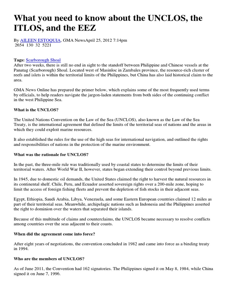 What You Need To Know About The UNCLOS | PDF | Territorial Waters ...