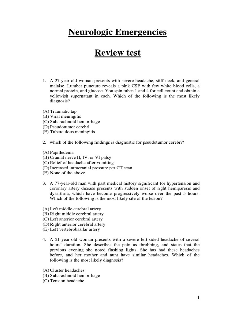 Neurologic Emergencies | PDF | Vertigo | Headache
