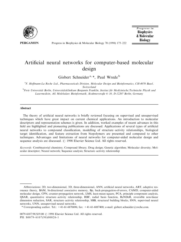Arti®cial Neural Networks For Computer-Based Molecular Design | Download Free PDF | Artificial ...