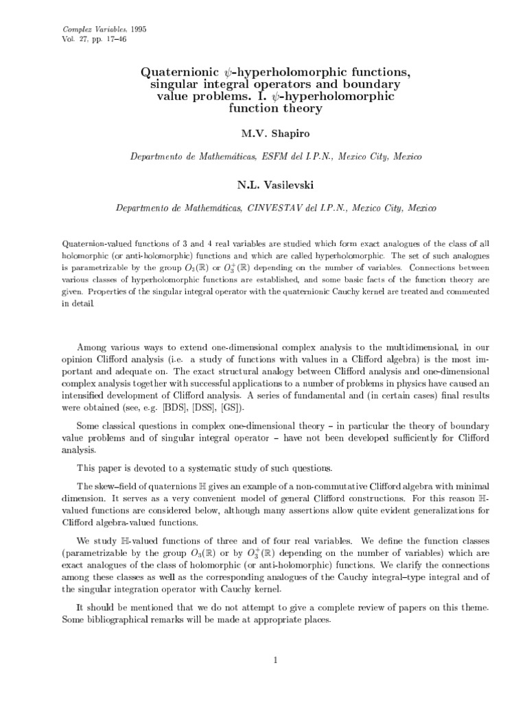Quaternionic - Hyperholomorphic Functions, Singular Integral Operators and Boundary Value ...