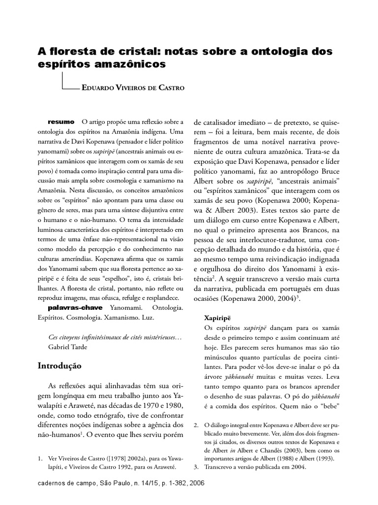 Xapiripë e a Floresta de Cristal | PDF | Xamanismo | Espírito
