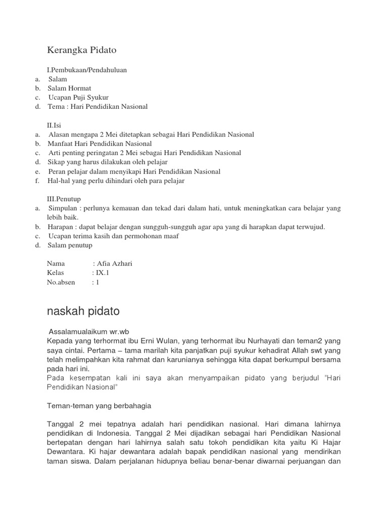 Kerangka Pidato | PDF