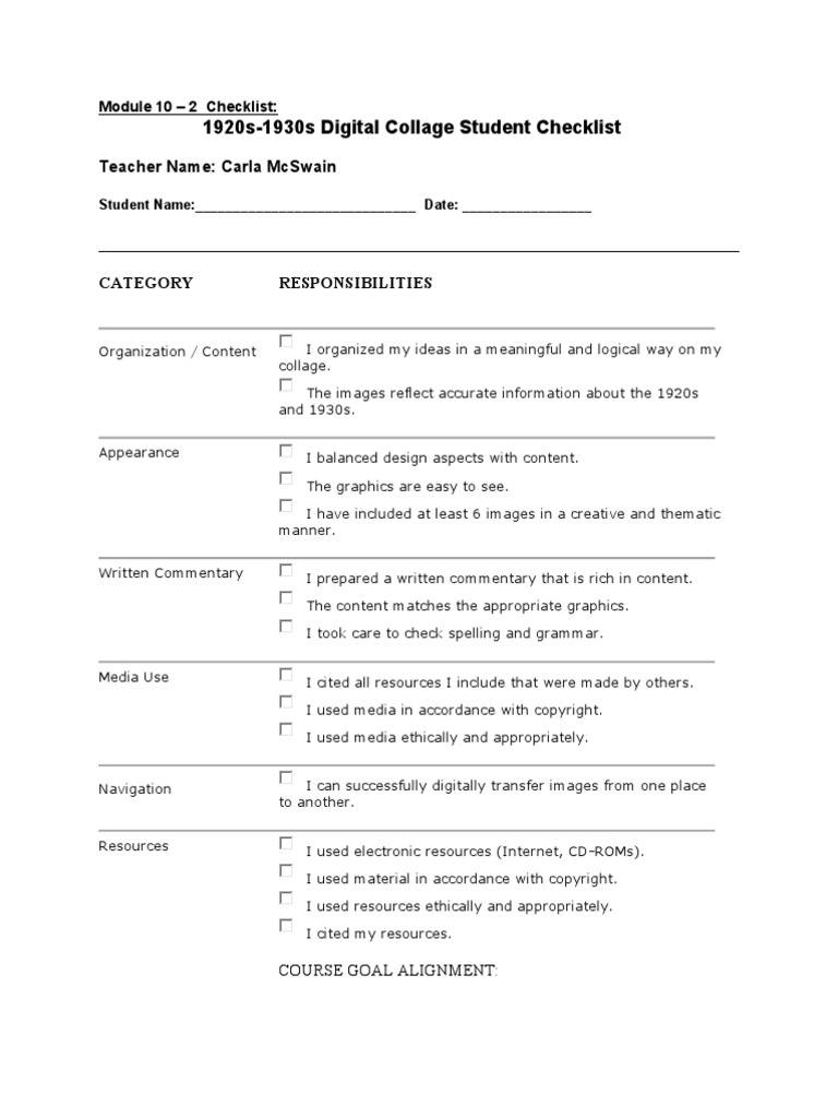 Module 10-2 Create A Checklist | PDF