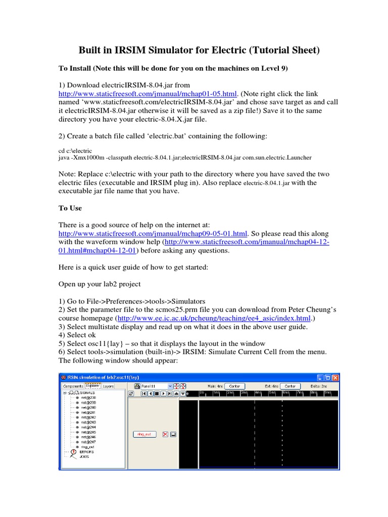 Built in IRSIM Simulator For Electric | PDF | Areas Of Computer Science | System Software