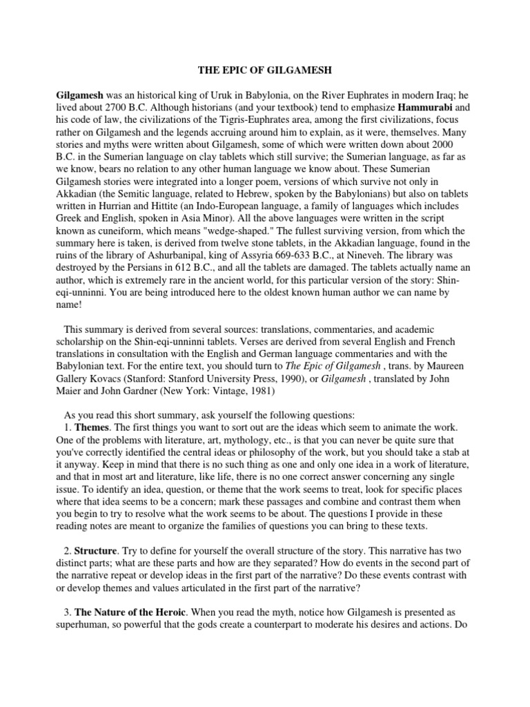 The Epic of Gilgamesh | Epic Of Gilgamesh | Mesopotamian Mythology