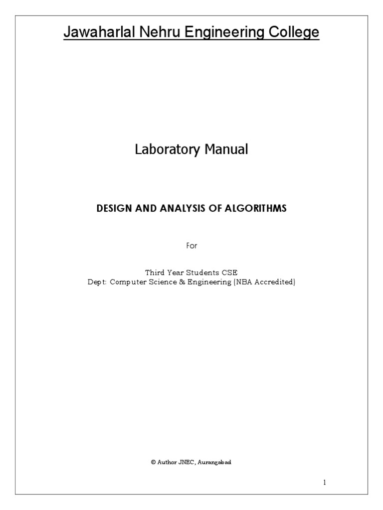 Design & Analysis of Algorithms Lab Manual | PDF