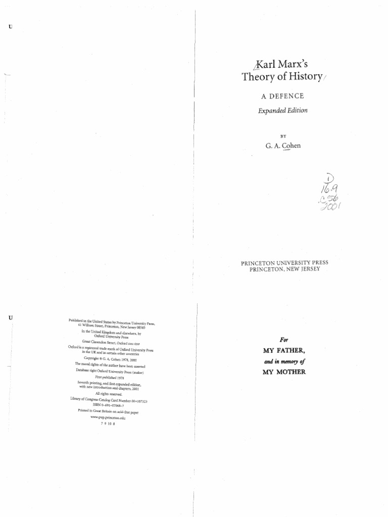 Cohen, G.A. - Karl Marx's Theory of History | PDF | Marxism | Far Left ...