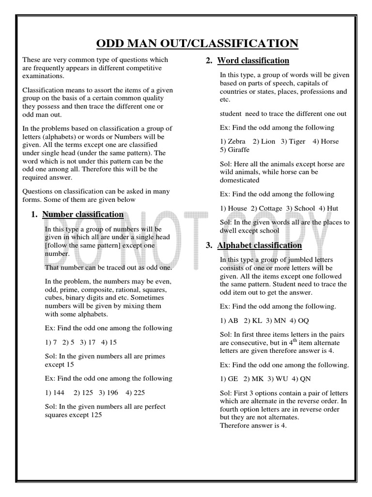 Odd One Out Classification Guide | PDF | Nature