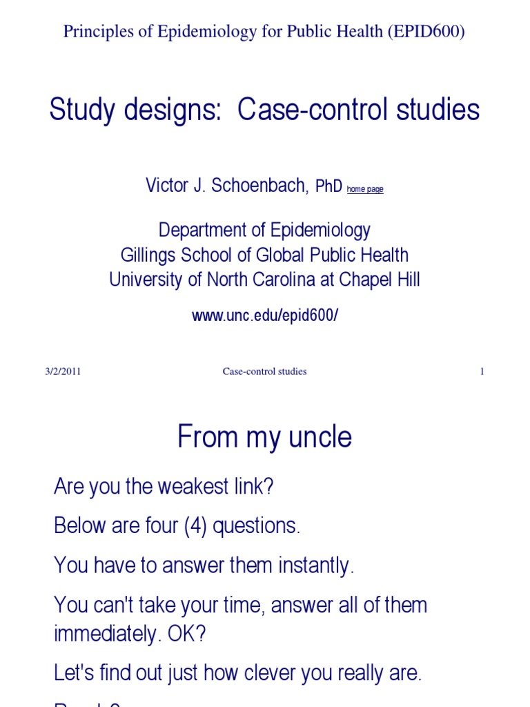 Study Designs: Case-Control Studies | PDF | Incidence (Epidemiology ...