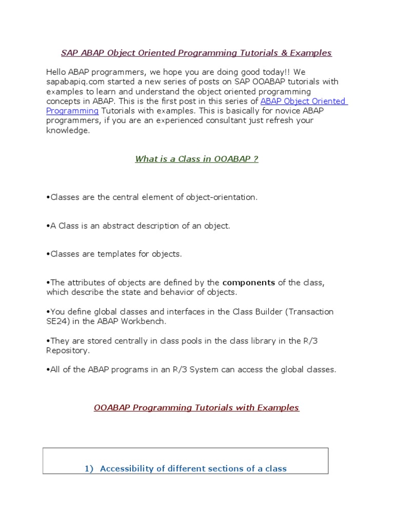 Sap Abap Object Oriented Programming Tutorials Pdf Inheritance Object Oriented Programming 4402