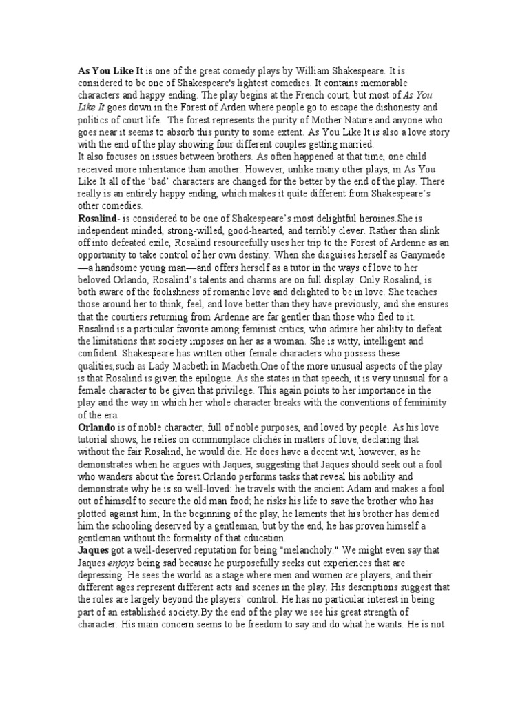 As You Like It | PDF | As You Like It