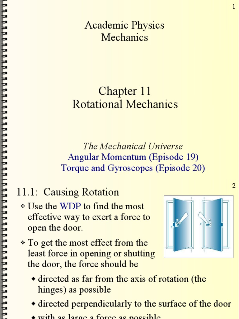 Phys CH 11 | PDF | Rotation Around A Fixed Axis | Torque