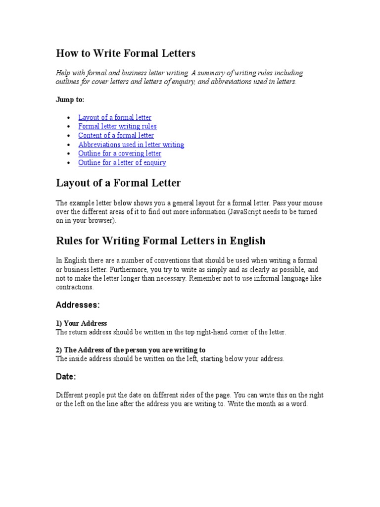 Formal Letter