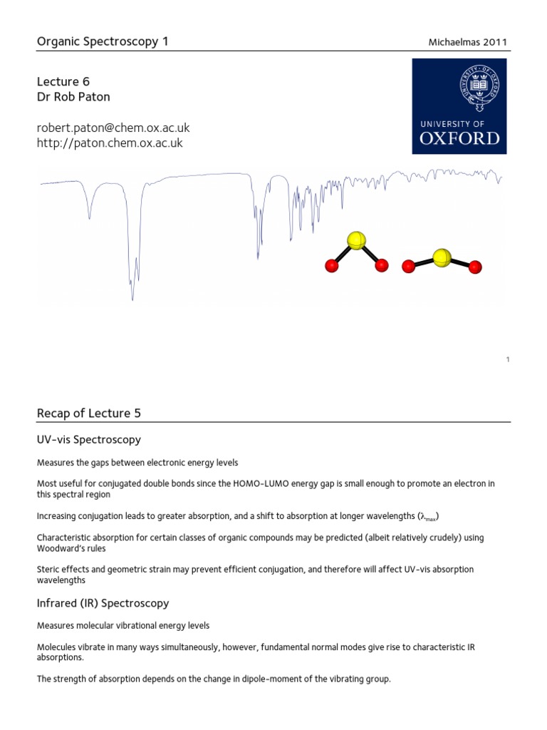 Lec6 Handout Completed | PDF | Absorption Spectroscopy | Ketone