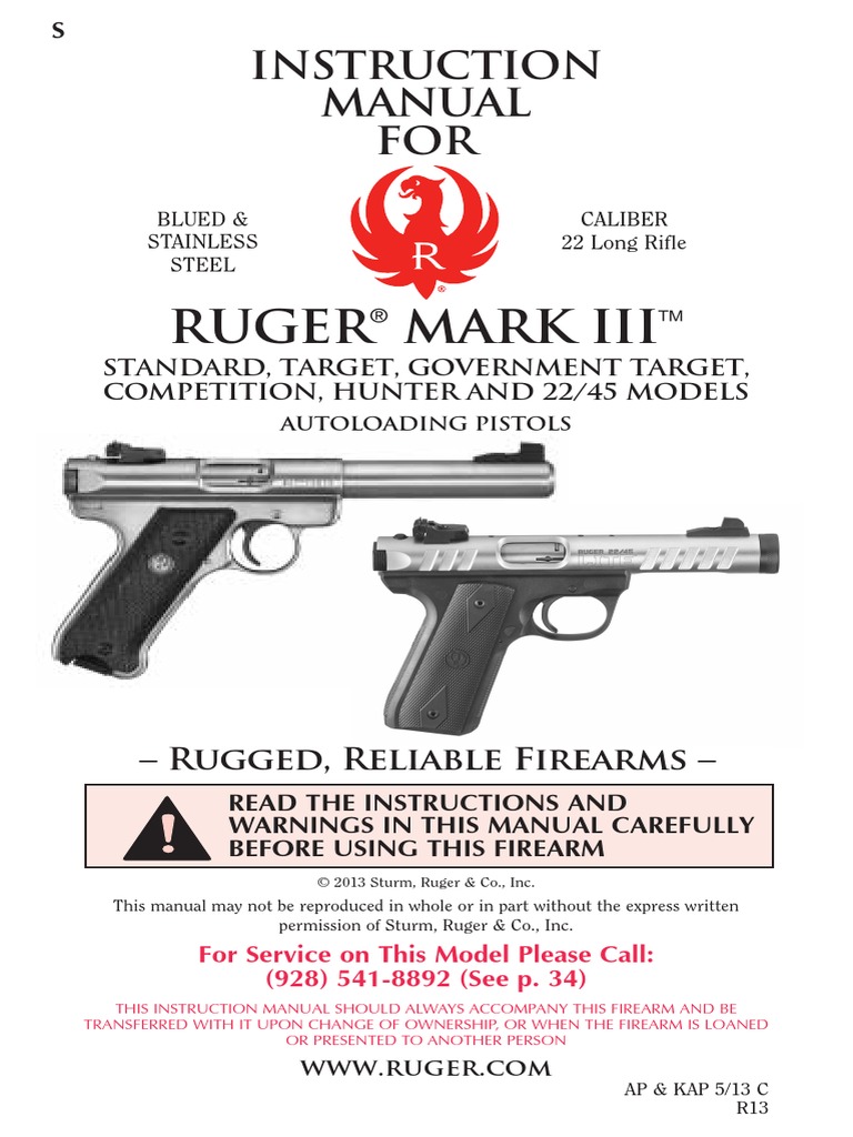 Ruger Mark III Manual | PDF | Magazine (Firearms) | Cartridge (Firearms)