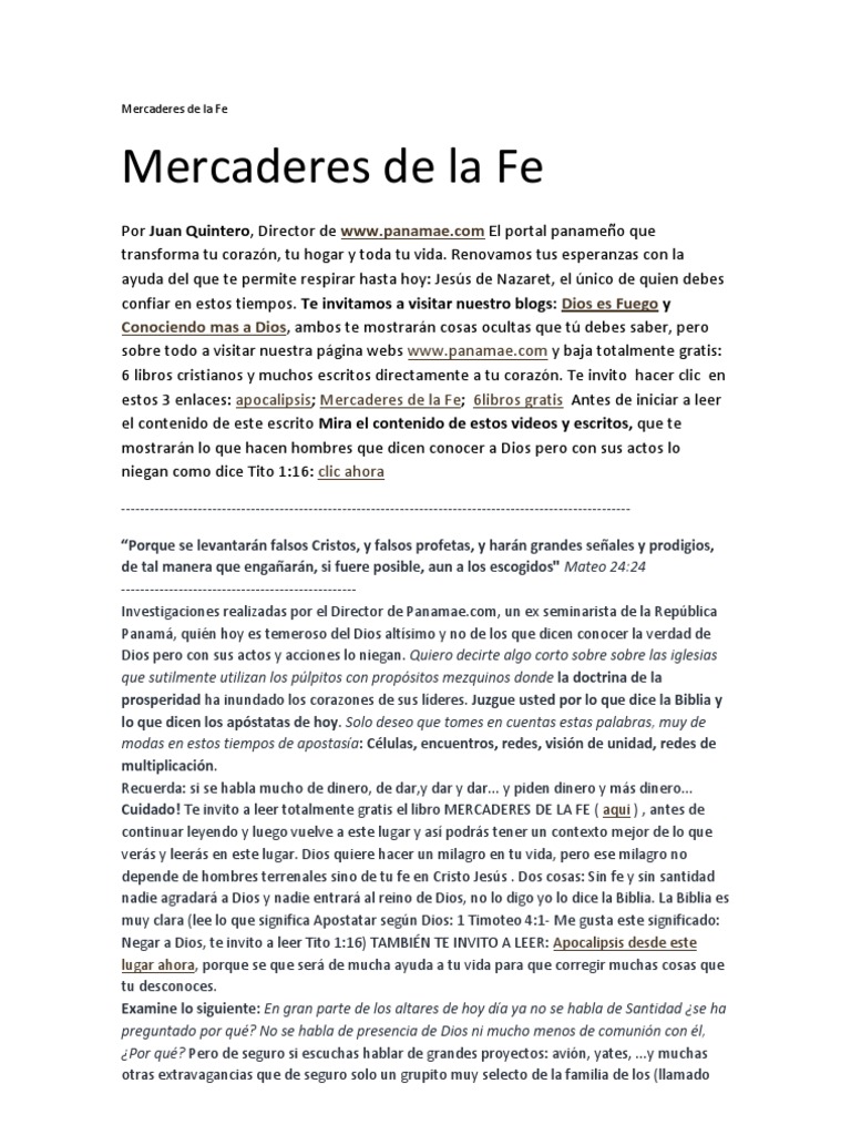 Mercaderes de La Fe | PDF | Fe | Iglesia Católica