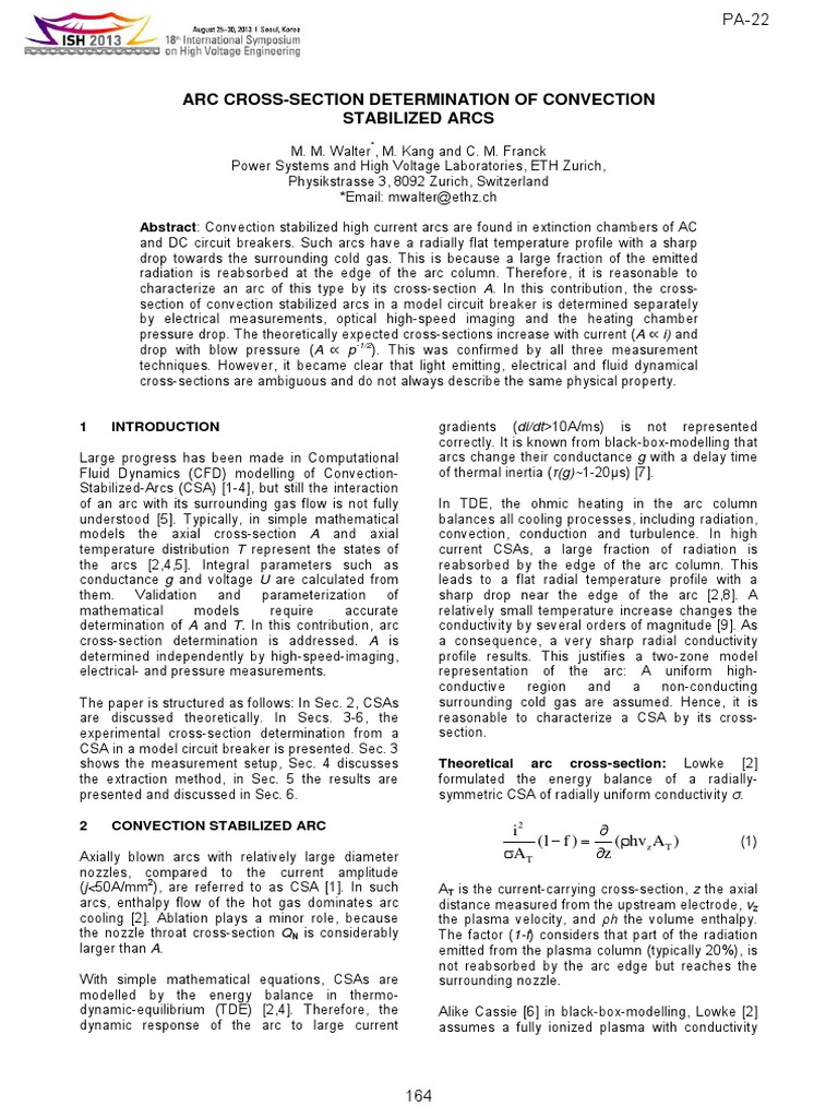 Arc Cross-Section Determination of Convection Stabilized Arcs | PDF ...