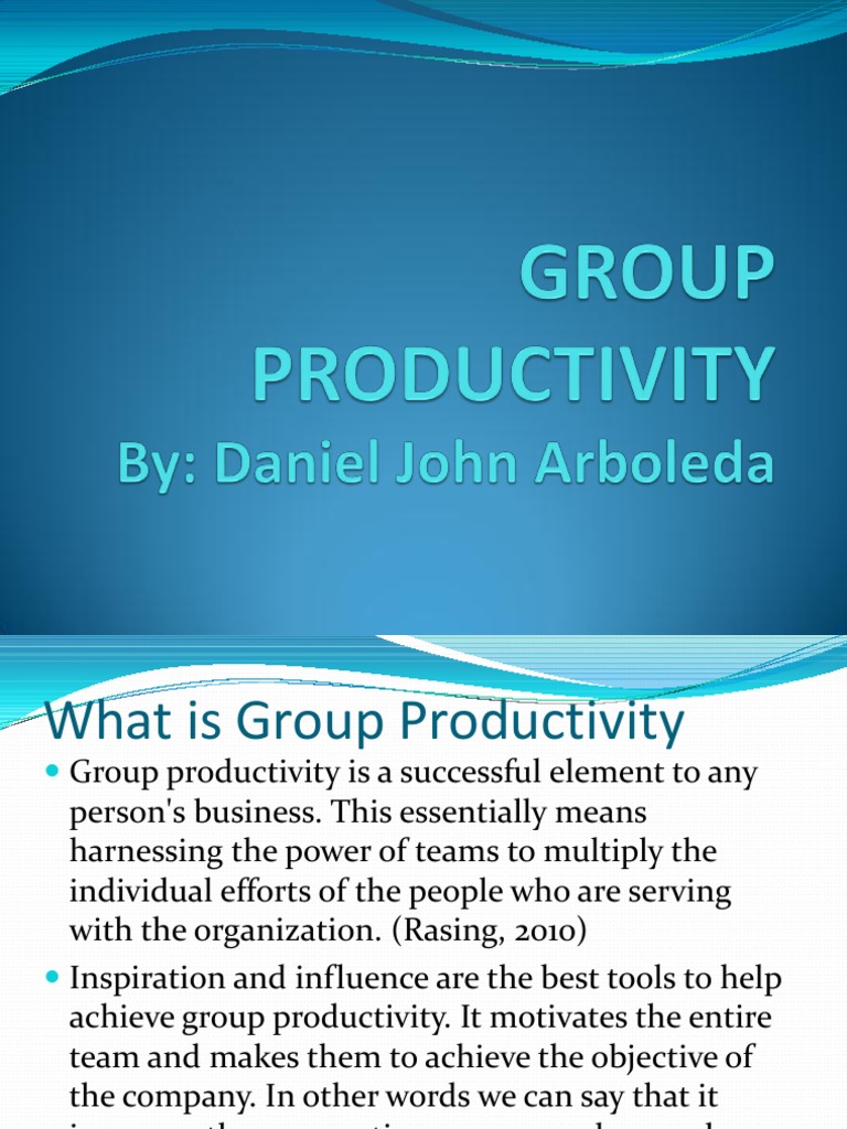 Group Productivity Group Dynamics | Download Free PDF | Action ...