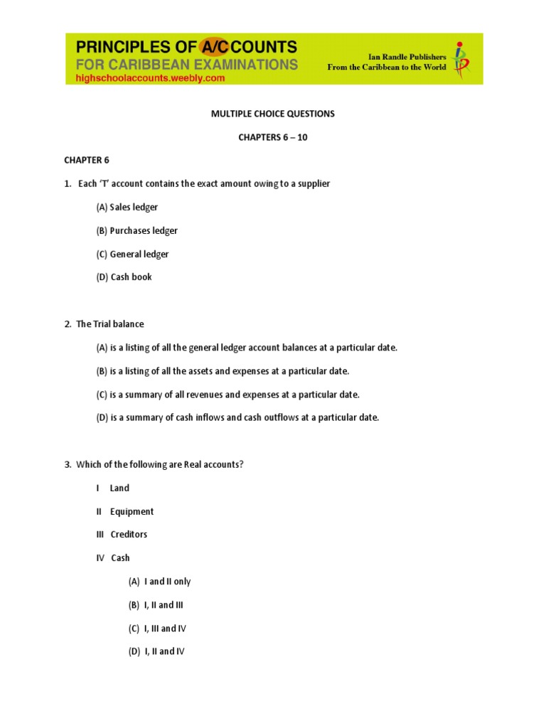 Poa Multiple Choice Questions 6-10 | PDF | Bookkeeping | Debits And Credits