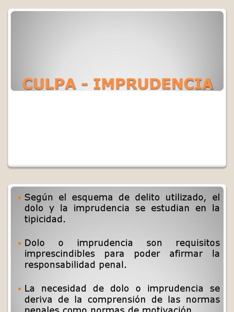 Culpa - Imprudencia | PDF | Intención (Derecho Penal) | Derecho penal