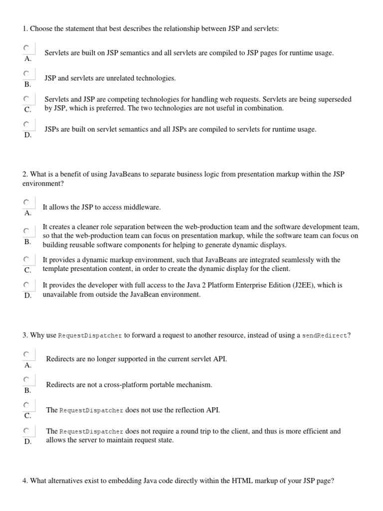 JSP Struts Quiz | PDF | Java Server Pages | Java Servlet