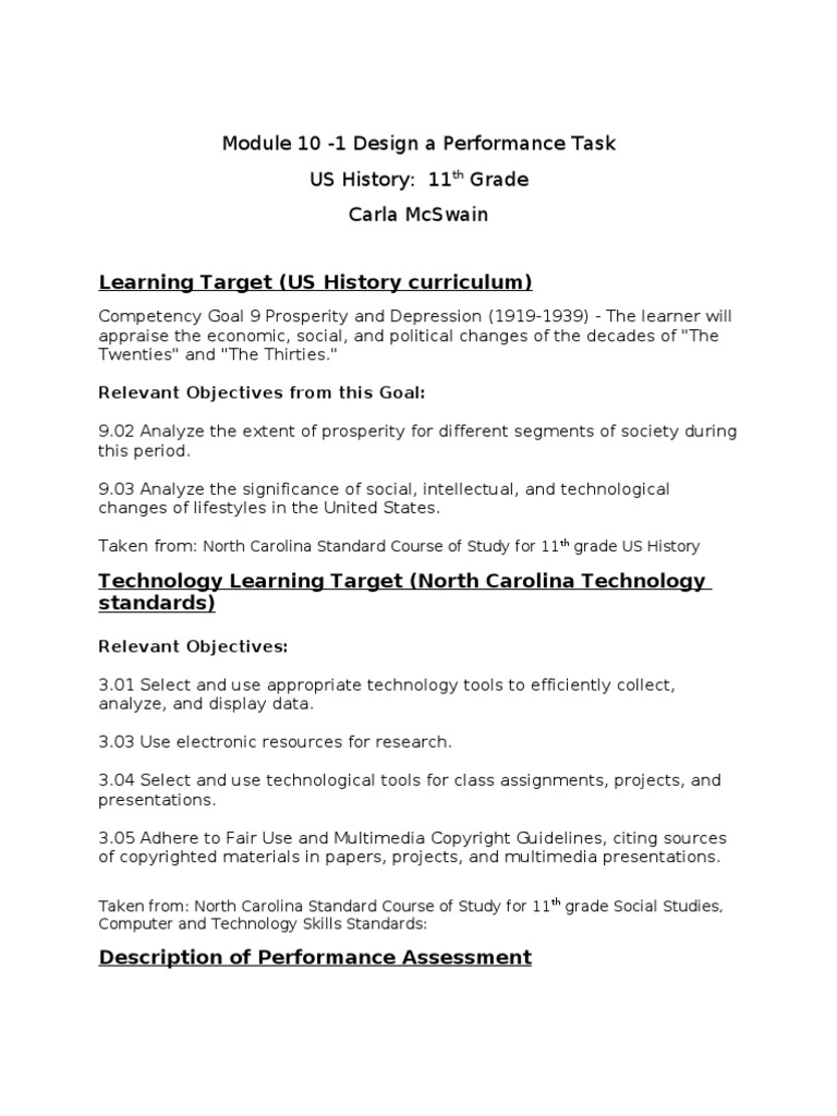 Module 10 - 1 Design A Performance Task | PDF | Educational Assessment ...