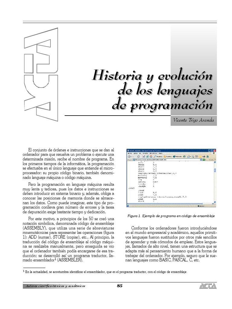 Historia y Evolucion de Los Lenguajes de Programacion PDF | PDF ...