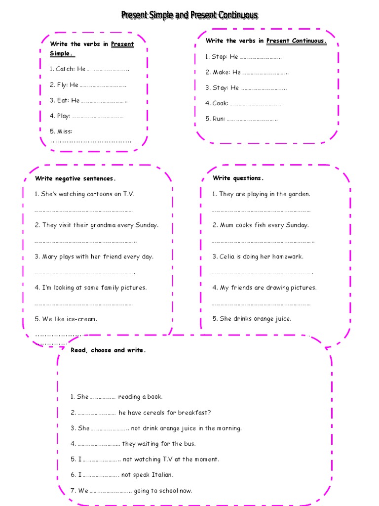 Present Simple and Continuous Exercises | PDF | Language Arts & Discipline