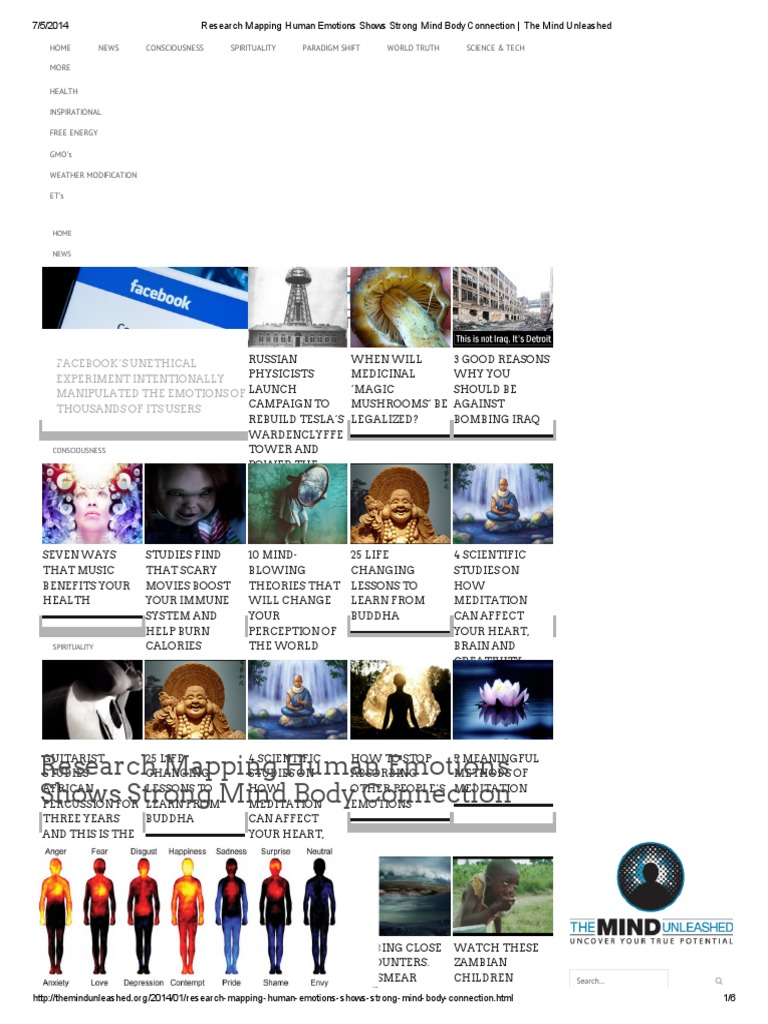 Research Mapping Human Emotions Shows Strong Mind Body Connection - The ...