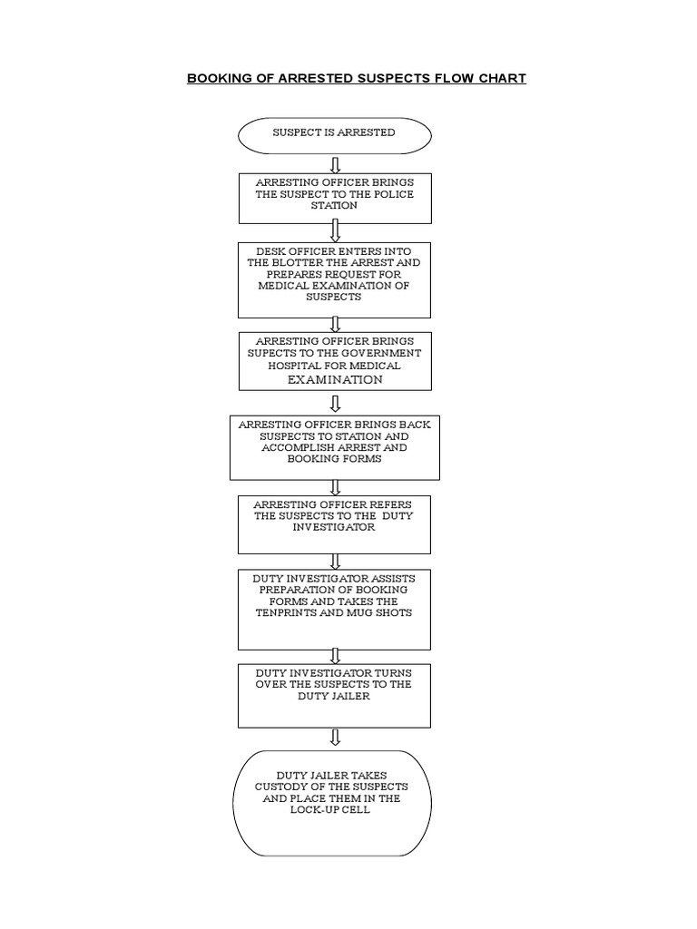 Booking of Arrested Suspects Flow Chart | PDF