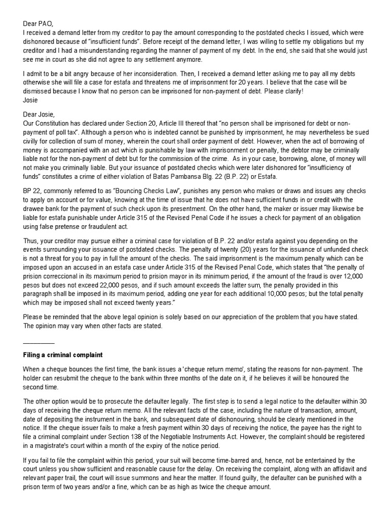 Bouncing Check | Download Free PDF | Fraud | Cheque