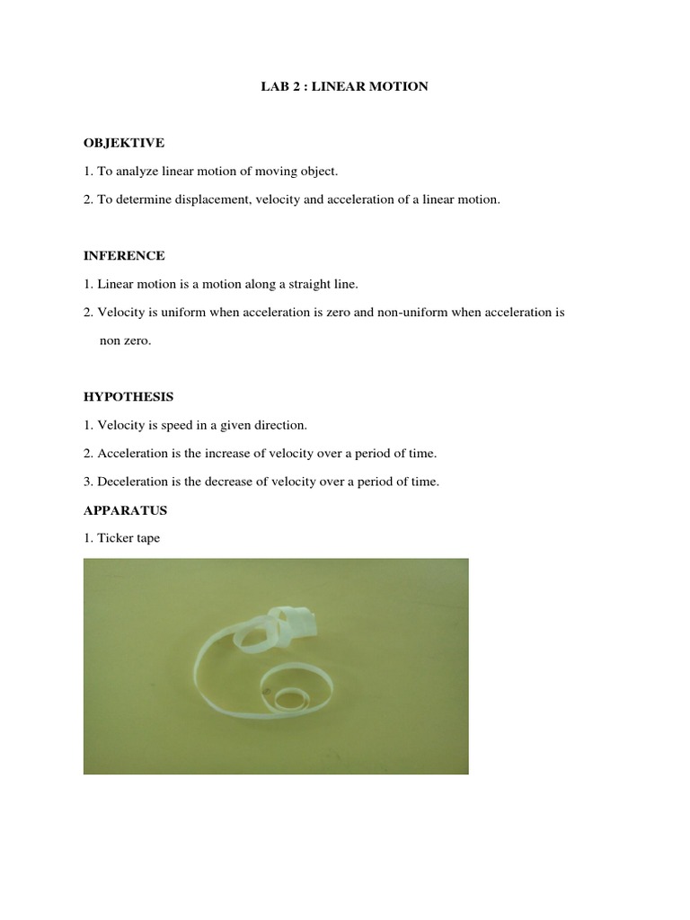 Lab 2 Linear Motion Pdf Acceleration Velocity