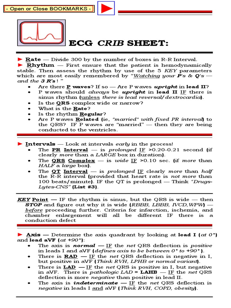 ECG Crib Sheet | PDF | Electrocardiography | Diseases And Disorders
