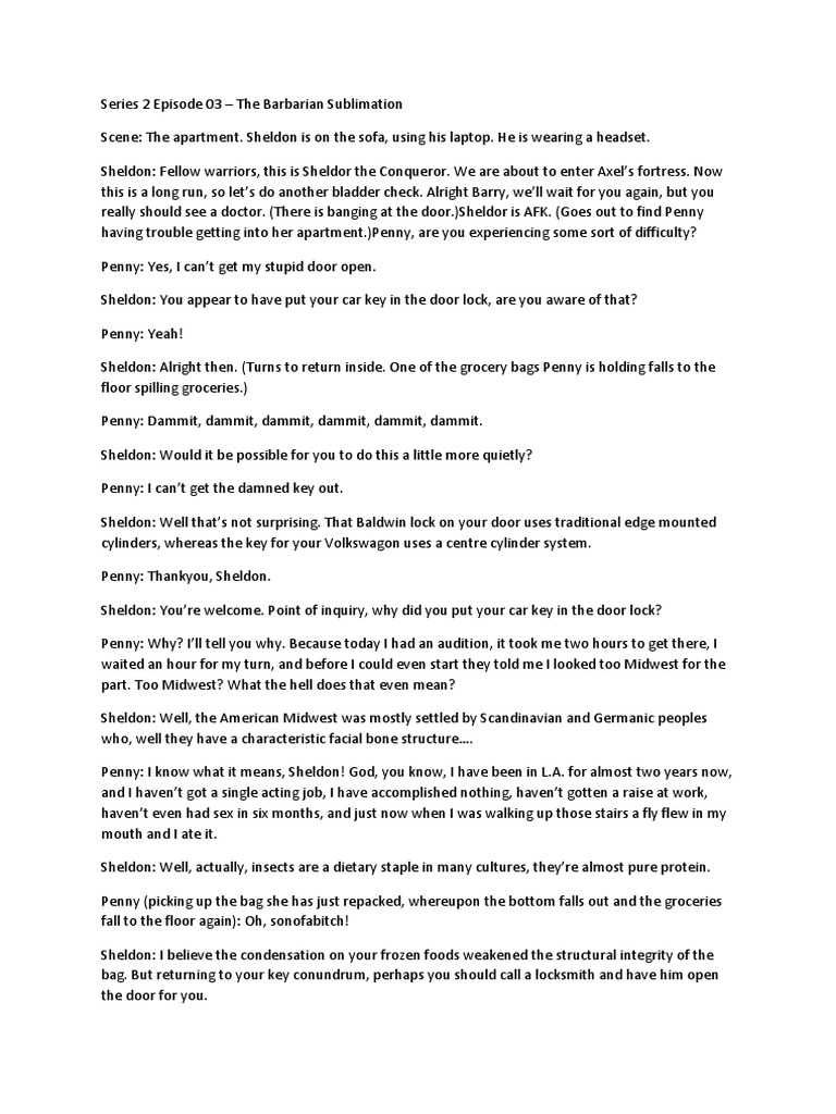 The Big Bang Theory Transcript | PDF | Leisure