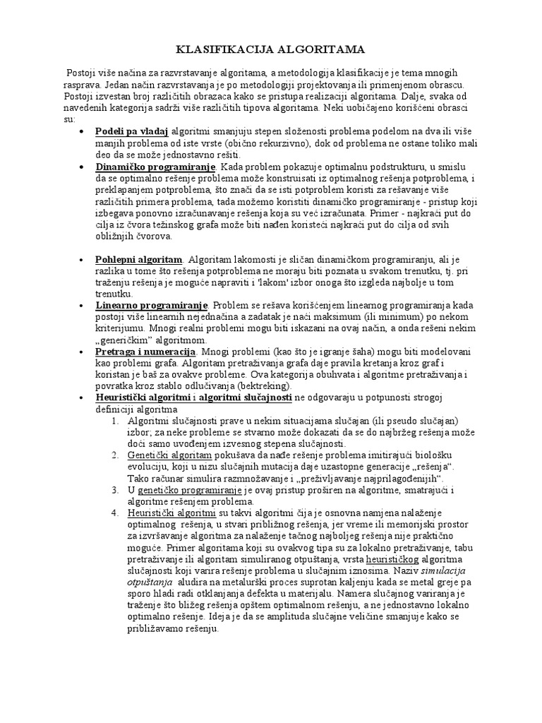 Klasifikacija Algoritama | PDF