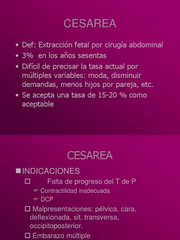 Indicaciones y tipos de cesárea | PDF | El embarazo | Seccion de cesárea