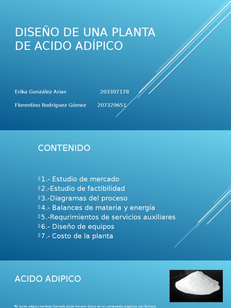 Diseño de Una Planta de Acido Adipico | PDF | Motor a reacción | Química