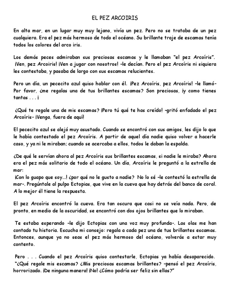 El Pez Arcoiris | PDF | Arco iris | Pescado