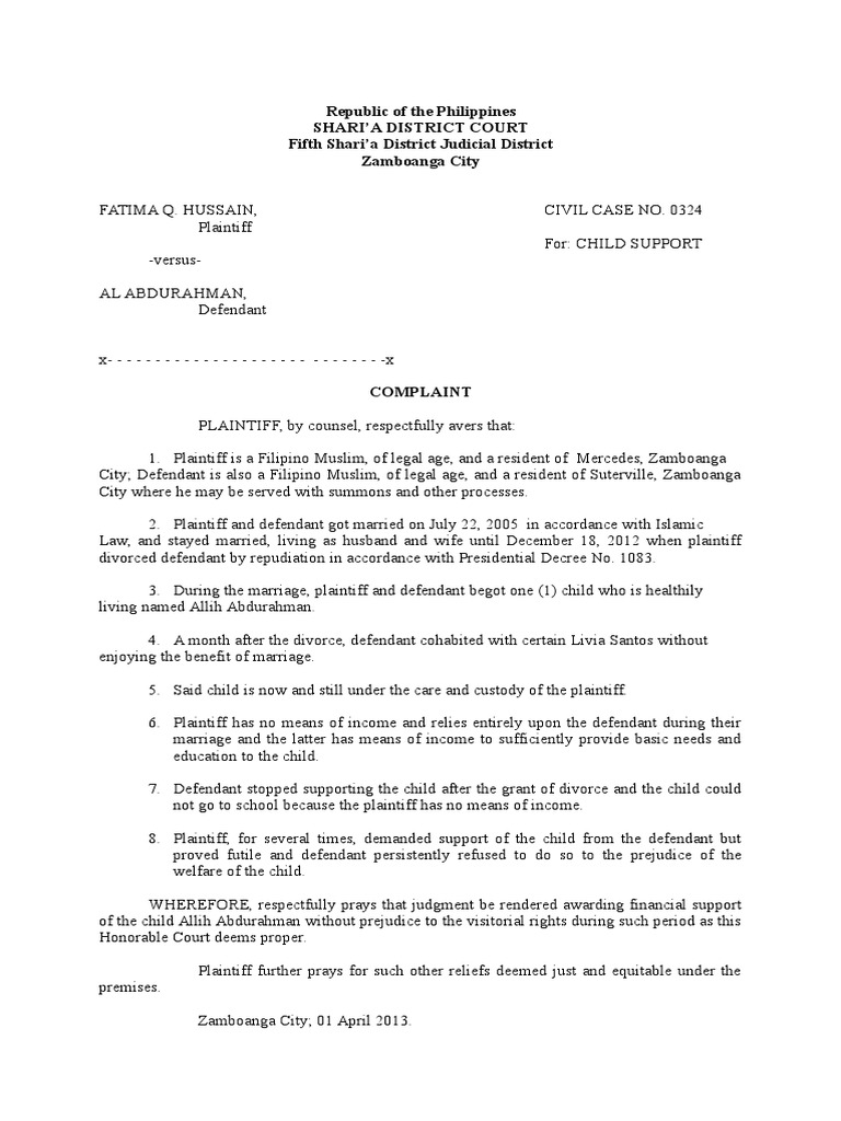 Complaint and Answer IJ | PDF | Divorce | Plaintiff