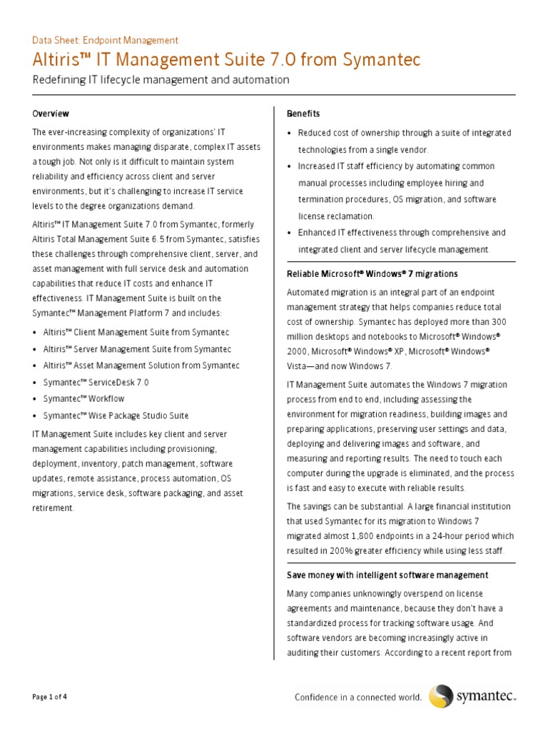 Symantec Altiris IT Management Suite Data Sheet | PDF | Information ...