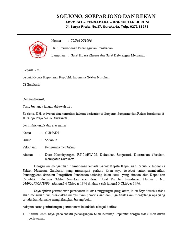 Surat Penangguhan Penahanan Plus-Fix | PDF