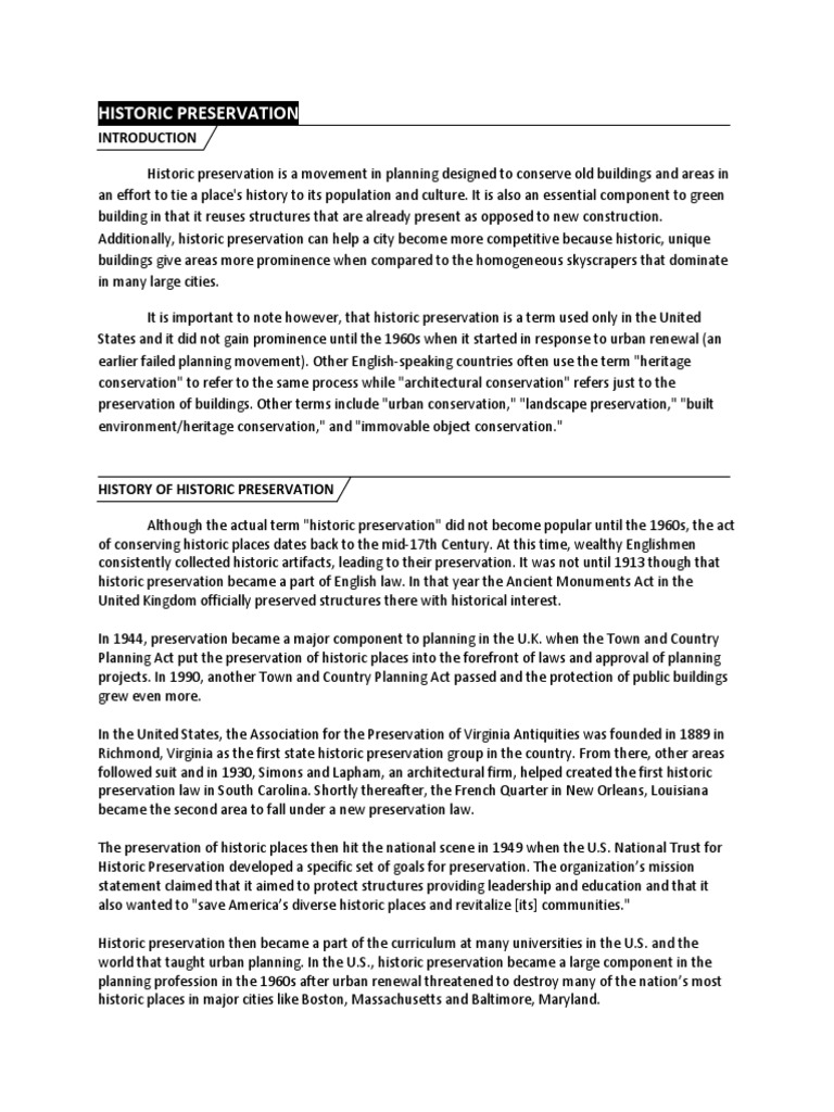 Exploring the History and Significance of Historic Preservation in ...