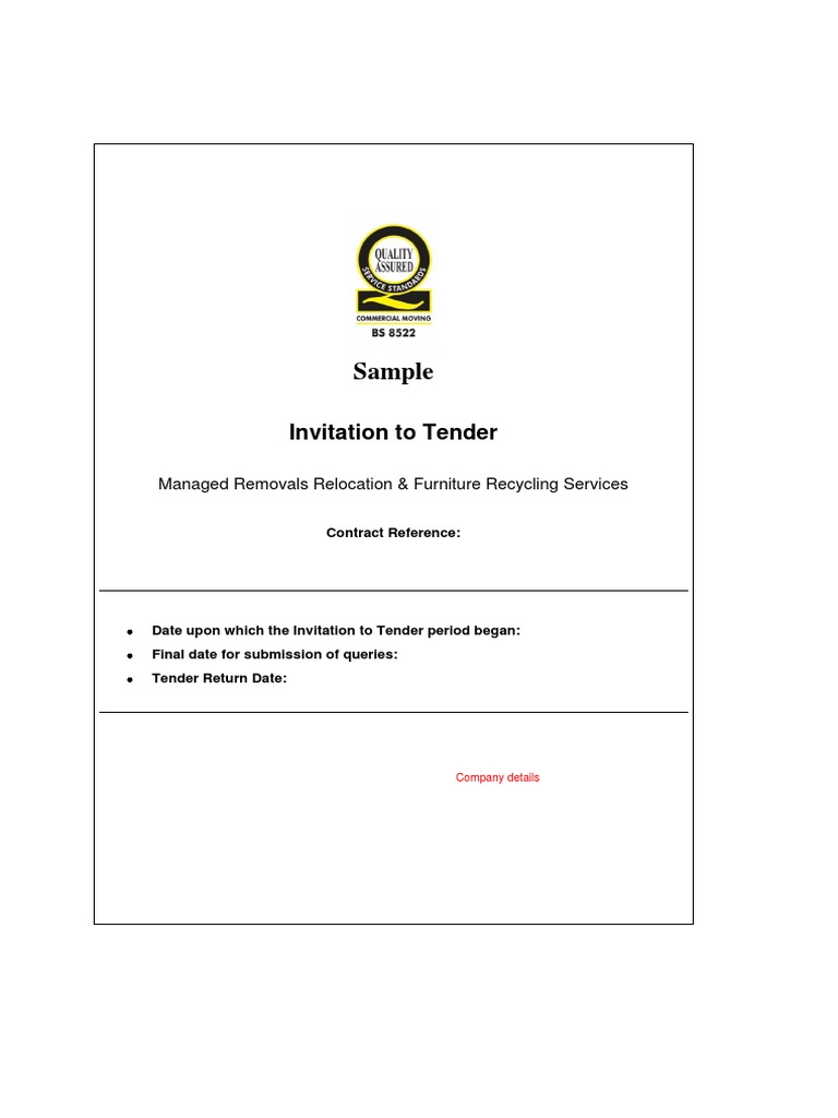 Tender Document Sample | Download Free PDF | Guarantee | Contractual Term