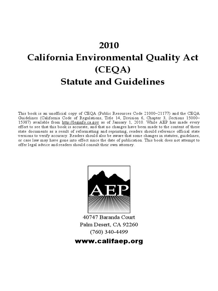 2010 CEQA Statutes and Guidelines | PDF | Environmental Impact ...